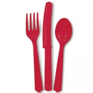 Ruby Red Disposable Cutlery / Pack of 18 - Party Experts