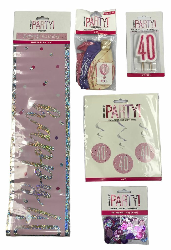 Party Pack - 40th Birthday - Pink - Party Experts